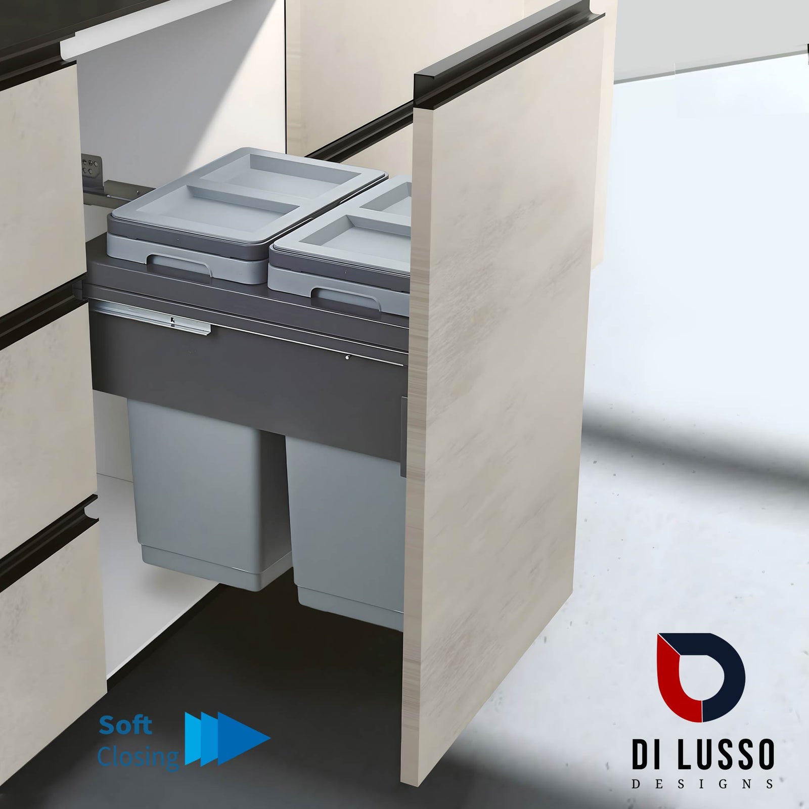 Di Lusso Garbage Bins System - Width 13-1/2 Inches with Plastic Lids ...