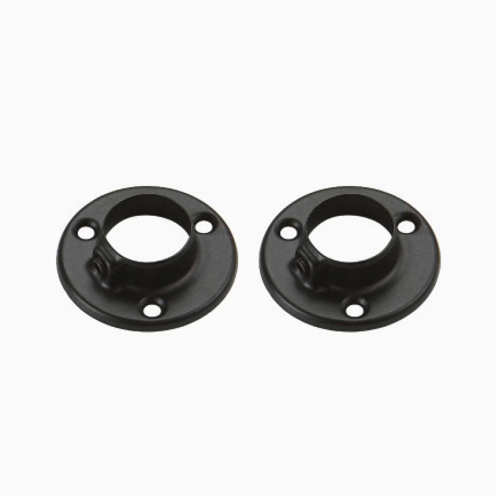 End Support Flange For 1" Round Closet Rod (Black) | Winnec Hardware